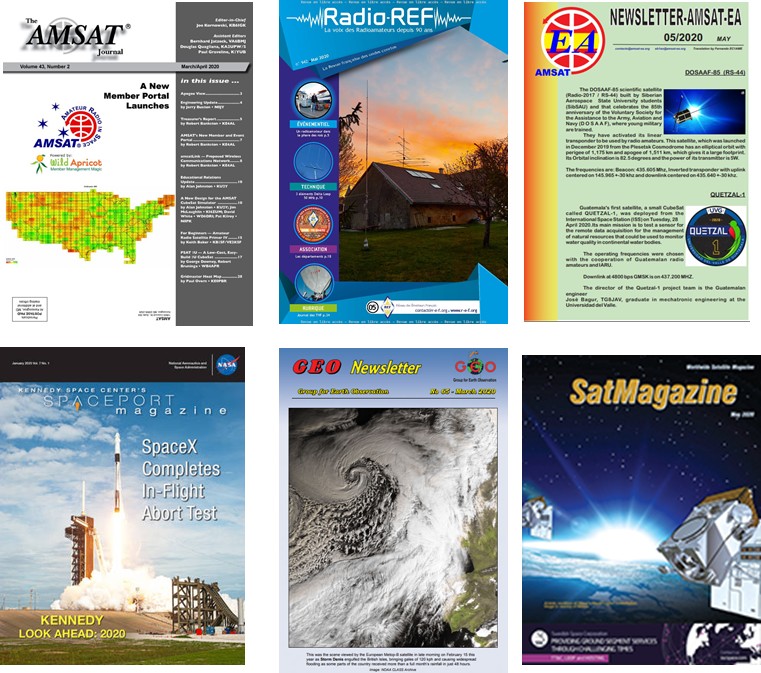 Bonne lecture ! AMSAT-EA, AMSAT-NA, REF, SAT-Magazine, CNESMAG, GEO ...
